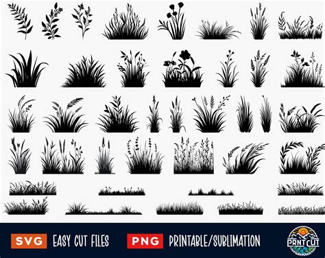 40 Grass Svg Bundle Grass Svg Grass Png Wild Grass Svg Lawn Svg