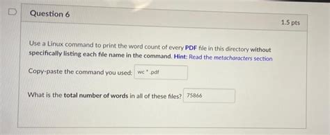 solved d question 6 1 5 pts use a linux command to print the