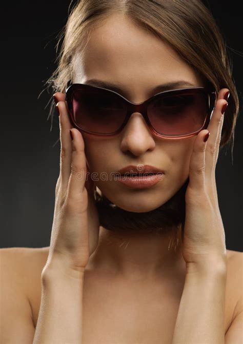 Girl With Glasses Posing For Camera Stock Image Image Of Sensuality