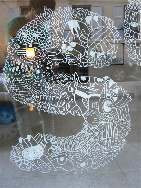 Zentangle Vorlagen für Fensterdeko mit Kreidemarker verwenden