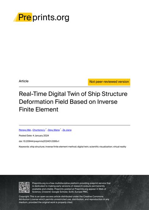 Pdf Real Time Digital Twin Of Ship Structure Deformation Field Based On Inverse Finite Element