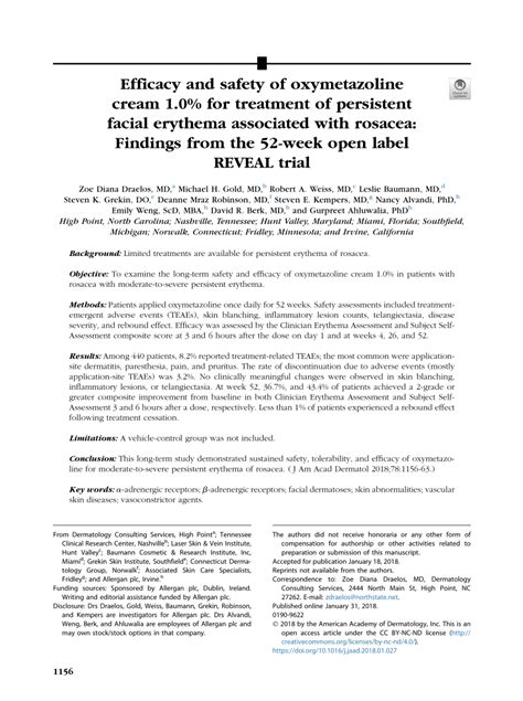 Pdf Efficacy And Safety Of Oxymetazoline Cream 10 For Treatment Of