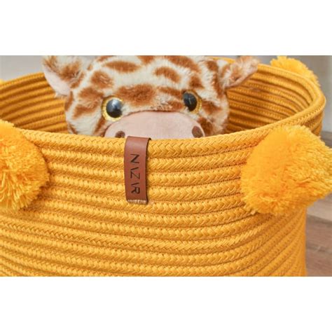 Tapis Rond Enfant Uni Fait Main Aspect Jute Jaune D120 CALI Maisons