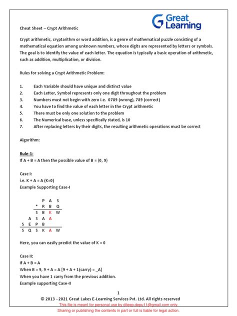 Cheat Sheets Crypt Arithmetic Pdf Mathematics Applied Mathematics