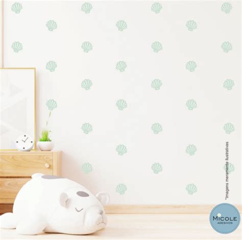 Adesivos Conchas Verde Bebê Tom Pastel De 8cm Quarto Bebê Elo7