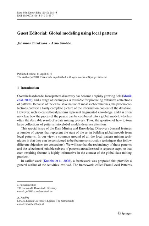 pdf guest editorial global modeling using local patterns