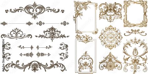 Set Of Vintage Vector Frame Border Divider Corner Stock Vector