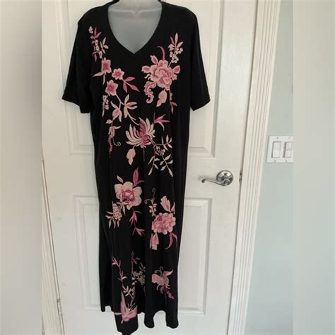 Johnny Was Dresses Johnny Was Black Maxi Dress With Pink Floral
