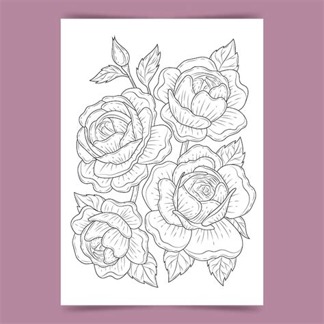 4 페이지 꽃 색칠 도안 그리기 이미지 Freepik에서 무료 다운로드