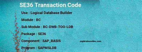 SE36 SAP Tcode For Logical Database Builder
