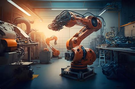 Premium Ai Image New Robot Setting Of Machine Welding For The Production Line Of Vehicle