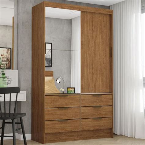 Guarda roupa Sevilha 2 Portas 6 Gavetas Freijo Carioca Móveis Menor
