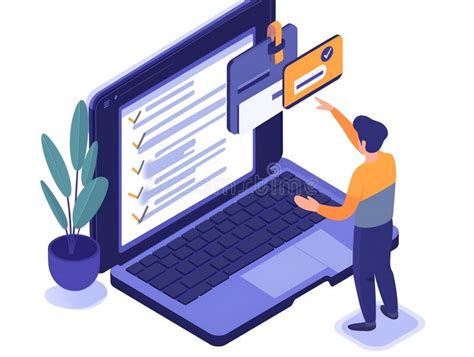 Isometric Man Working Laptop Programming Code Interface Design Software