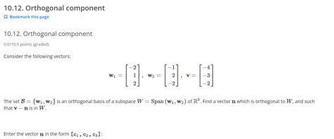 Solved Orthogonal Component Orthogonal Chegg