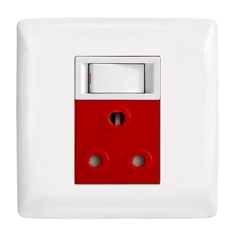 Diamond Dedicated Red Single Socket With Red Single Pole Switch Crabtree Electrical