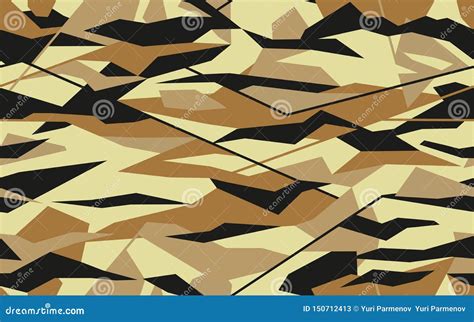 Geometric Camouflage Pattern In Light Brown Colors Army Camo Seamless