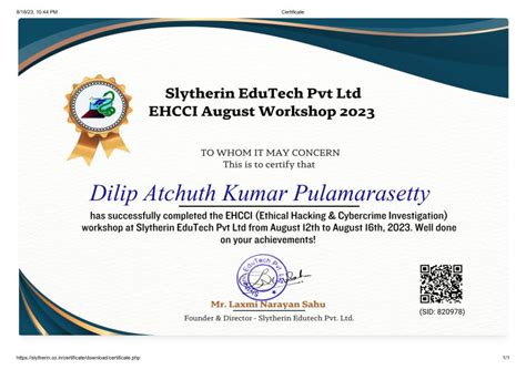 Dilip Atchuth Kumar Pulamarasetty On Linkedin Ethicalhacking Cybercrimeinvestigation