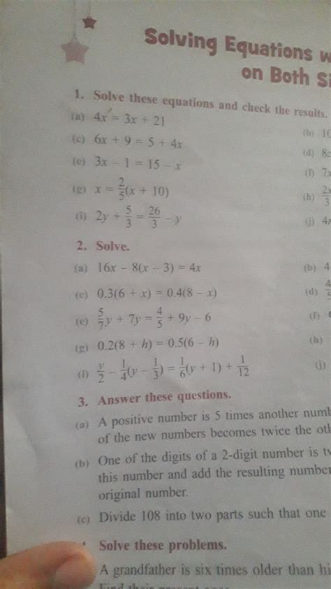 Solving Equations On Both Solve These Equations And Check The Results A