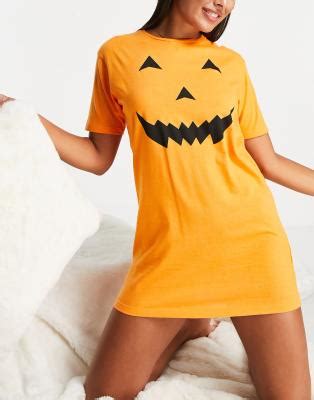 Brave Soul Halloween Nachthemd In Orange Mit Kürbis Design Asos