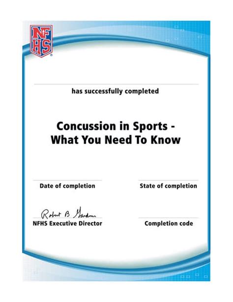 Concussion Certificate Pdf