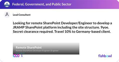 Looking For Remote SharePoint Developer Engineer T Fishbowl
