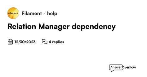 Relation Manager Dependency Filament