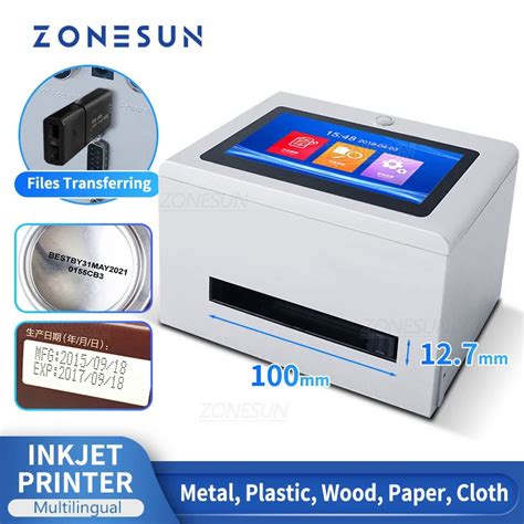 Tabletop Inkjet Printer Portable 127mm Qr Barcode Batch Expiry Date