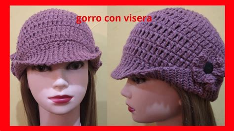 Como Tejer Gorro De Mujer Con Visera A Crochet Ganchillos Youtube