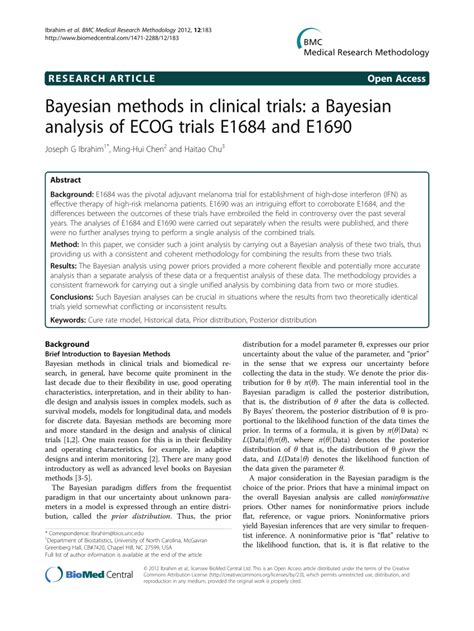 Pdf Bayesian Methods In Clinical Trials A Bayesian Analysis Of Ecog