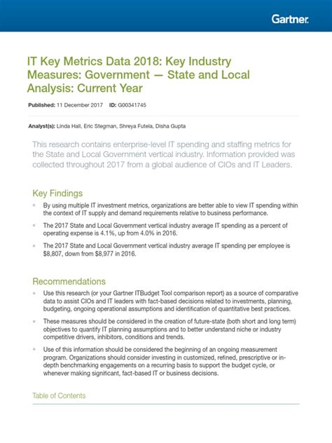 It Key Metrics Data 2018 Key 341745 Pdf Performance Indicator