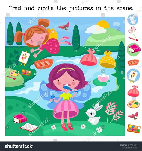 Find Circle Objects Educational Puzzle Game Stock Vector Royalty Free