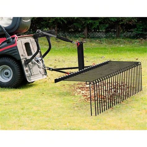 Steel Spring Coil Tine Tow Behind Landscape Rake For Leaves Pine