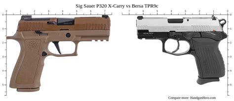 Sig Sauer P320 X Carry Vs Bersa TPR9c Size Comparison Handgun Hero
