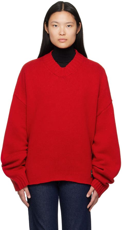 Martine Rose Red Oversized Sweater Ssense Uk