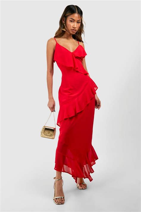 Woven Ruffle Maxi Dress Boohoo Usa
