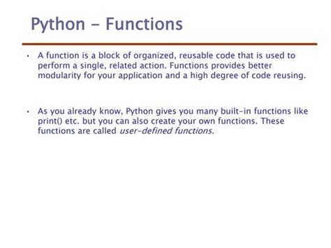 Functions In Python Slide Share Ppt