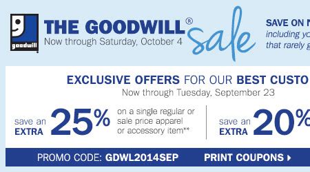 Bonton The Goodwill Sale Starts TODAY 25 Off Coupons Inside Milled