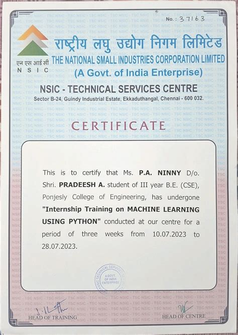 ninny pradeesh on linkedin internship machinelearning python nsic