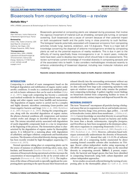 Pdf Bioaerosols From Composting Facilities—a Review