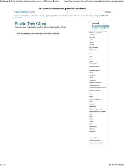 Citrix Xen Desktop Interview Questions And Answers Citrix Xen Desktop