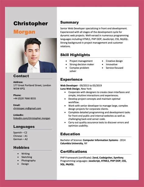 Resume Template Word Resume Templete Web Developer Resume Template