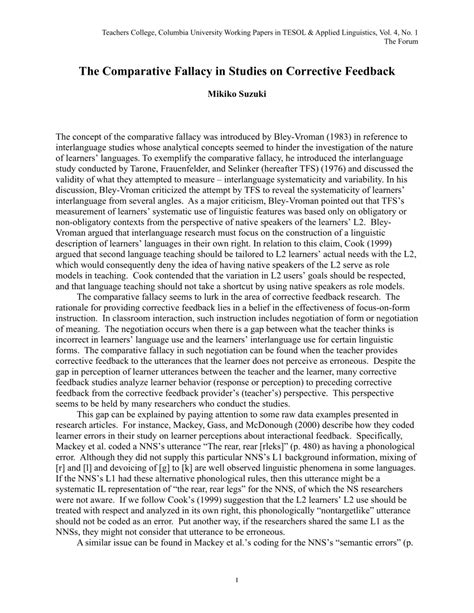 Pdf The Comparative Fallacy In Studies On Corrective Feedback