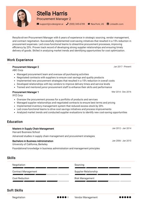 9 Procurement Manager Resume Examples And Templates For 2026