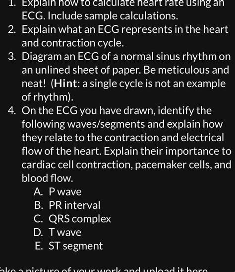 Answered 1 Explain How To Calculate Heart Rate Using An Ecg Include