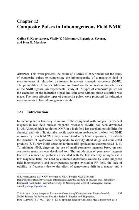 PDF Composite Pulses In Inhomogeneous Field NMR