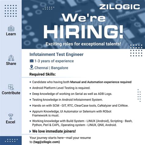 Hiring Infotainmenttestingengineer Infotainment Validation Automation Chennaijobs