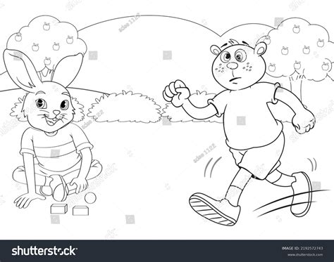 만화 캐릭터 워크시트를 사용하여 래빗 색칠 스톡 일러스트 2192572743 Shutterstock