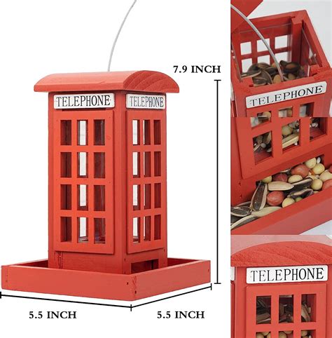 Buy Nerosun Wooden Hanging Wild Bird Feeders For Outside Red British