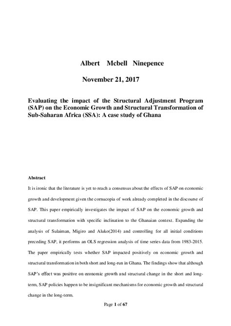 Doc Evaluating The Impact Of The Structural Adjustment Program Sap