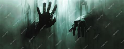 Mysterious Hands Reaching Out From Fog Evoking Eerie Haunting And Tense